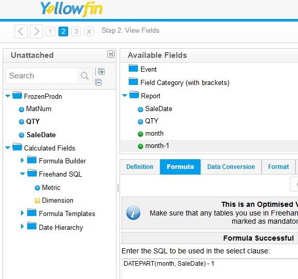 Yellowfin BI | How do I calculate and show the differences of each row within the same column?